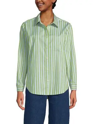 LANDS' END Cooling Button-front Shirt - Winter Pear Uneven Stripe