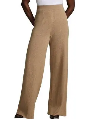 LANDS' END Fine Gauge Cotton Wide-leg Knit Pants - Vicuna Heather