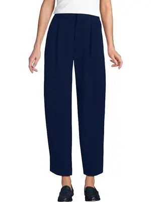 LANDS' END Crepe High-rise Barrel Leg Ankle Pants - Deep Sea Navy