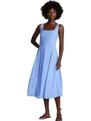 LANDS' END Sleeveless Cambric Bubble Hem Midi Dress - Clear Blue Sky