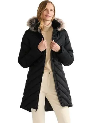 LANDS' END Insulated Primaloft Coat With Fleece Lining - Black