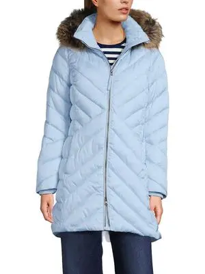 LANDS' END Insulated Primaloft Coat With Fleece Lining - Soft Ice Blue