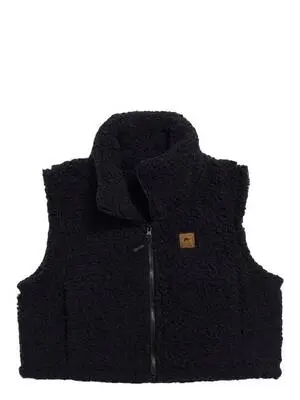 Turtle Fur Cropped High-pile Fleece Vest - Black