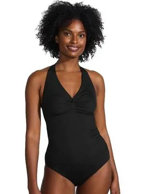 LANDS' END Twist Halter Tankini Top - Black