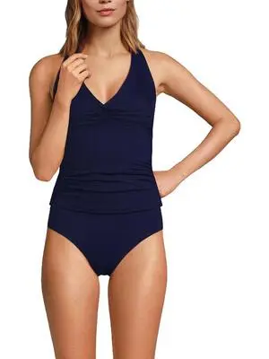 LANDS' END Twist Halter Tankini Top - Deep Sea Navy