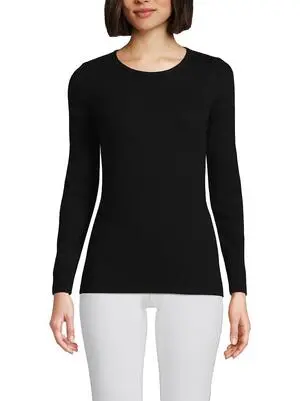 LANDS' END Cotton Ribbed Long Sleeve T-Shirt