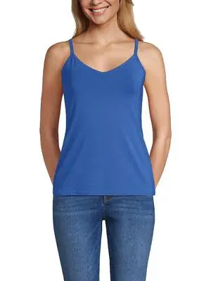 LANDS' END Cooling V-neck Camisole - Muted Cobalt Blue