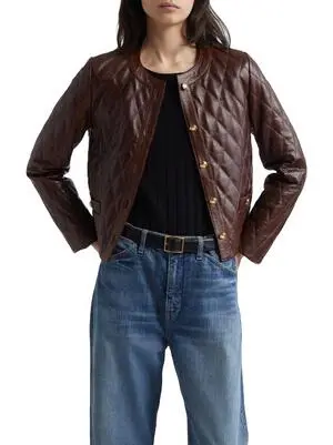 NILI LOTAN Amy Quilted Leather Jacket - Bordeaux
