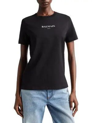 Balmain Regular Fit Logo Graphic T-shirt - Black/white