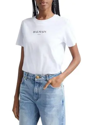 Balmain Regular Fit Logo Graphic T-shirt - Gab White/black