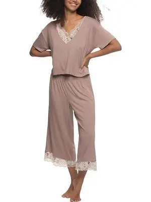Felina Amelie Crop Pajamas - Dry Petal