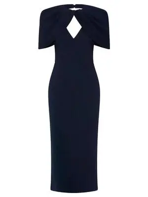 Rebecca Vallance Petal-sleeve Draped Midi Dress - Blue