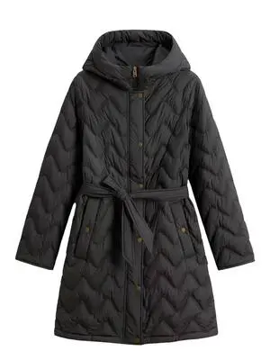 Woolrich Chevron-quilted Hooded Coat - Black