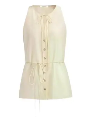 12 STOREEZ Tie-neck Buttoned Blouse - Neutrals
