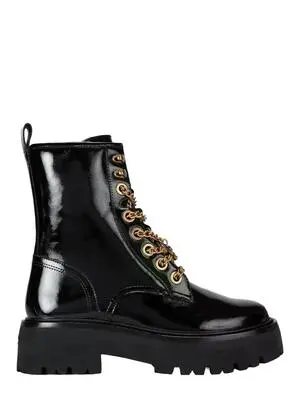 Kurt Geiger Matilda Charm Patent Leather Ankle Boots - Black