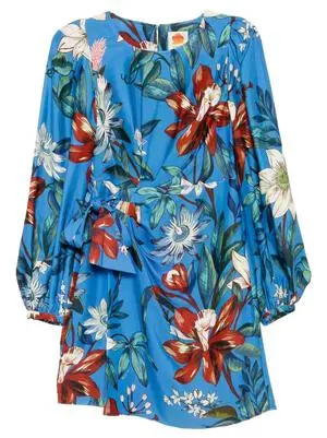 Farm Rio Surreal Flowers Wrap Dress - Blue