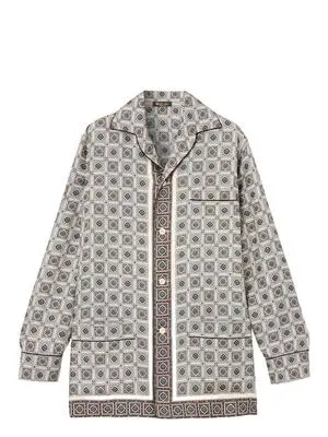 Loro Piana Lian Printed Silk-twill Shirt - Gray