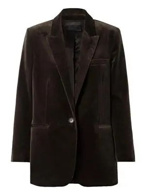 NILI LOTAN Diane Cotton-blend Velvet Blazer - Brown