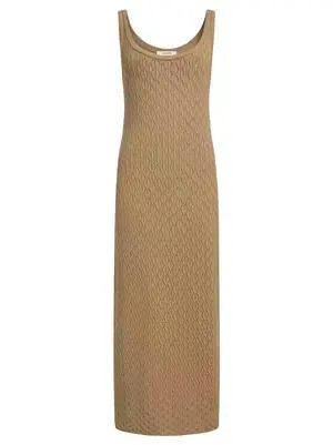 12 STOREEZ Knit Diamond-pattern Maxi Dress - Brown