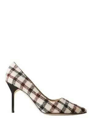 Manolo Blahnik BB 90 Checked Tweed Pumps Multi