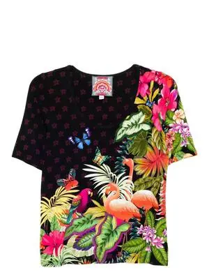 Johnny Was Janie Favorite Scoop Neck Fitted T-shirt - Black