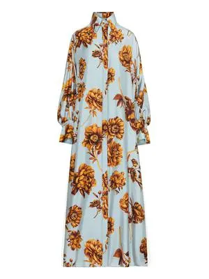 Oscar De La Renta Peony Printed Silk Twill Caftan - Multi