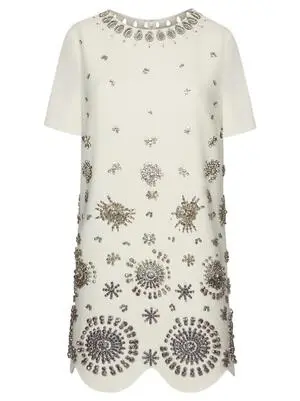 Oscar De La Renta Crystal Medallion Mini Dress - White