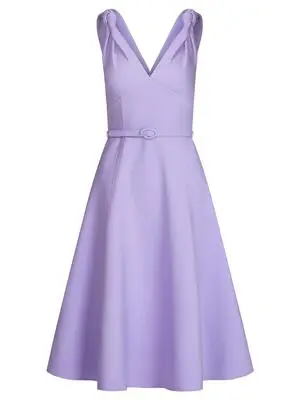 Oscar De La Renta Twist-detailed Wool A-line Dress - Purple