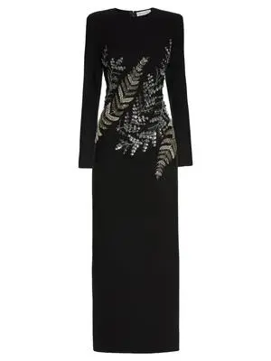 Oscar De La Renta Fern Embroidered Gown - Black