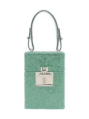 Oscar De La Renta Crystal Pavé Alibi Top Handle Bag - Green