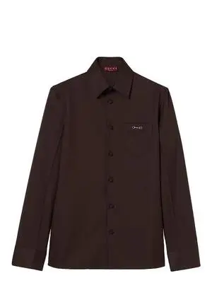 Gucci Twill Shirt With Horsebit - Brown