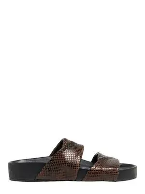 Dries Van Noten Snake-embossed Platform Slide Sandals - Dark Brown