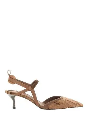 Fendi Slingback Kitten Heel Pumps - Brown