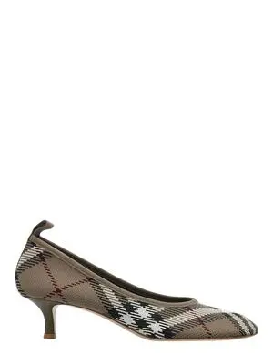 Burberry Check Knit Square Toe 45mm Pumps - Beige