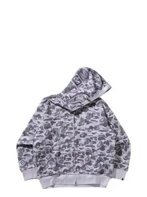 A BATHING APE Camo Print Relaxed Fit Shark Full Zip Hoodie - White