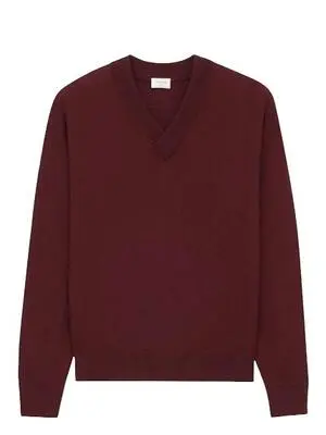 Saint Laurent V-neck Pullover Sweater - Bordeaux