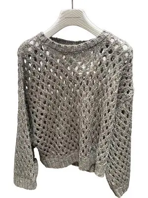 Brunello Cucinelli Open Knit Sweater - Gray