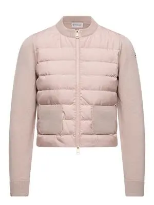 Moncler Padded Wool Zip-up Cardigan - Beige
