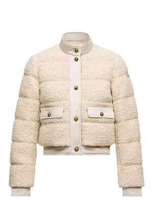 Moncler Blandy Wool Blend Bouclé Short Down Jacket - Beige
