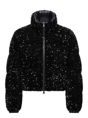 Moncler Louvi Sequin-embroidered Short Down Jacket - Black