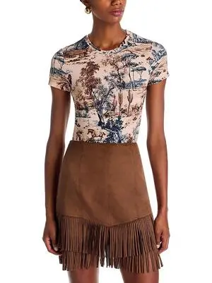 L'Agence Ressi Western Toile Tee - Tan Multi Western Toile