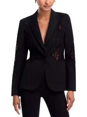 L'Agence Clementine Lace Applique Blazer - Black