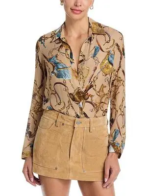 L'Agence Nina Silk Blouse - Dark Cappuccino