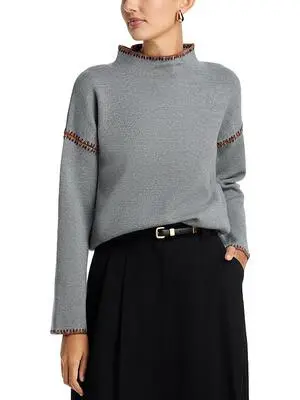 T Tahari Funnel Neck Sweater Medium Grey Heather