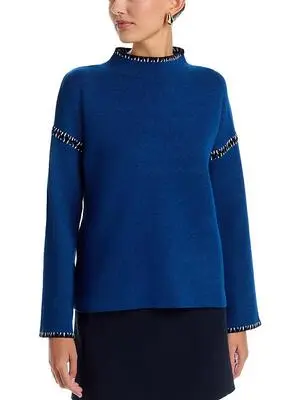 T Tahari Funnel Neck Sweater Swiss Blue
