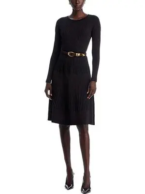 T Tahari Flare Hem Dress -exclusive - Black/espresso Bean