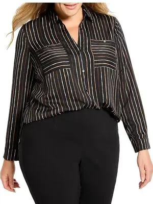NIC+ZOE Mini Painted Stripe Shirt - Black Multi