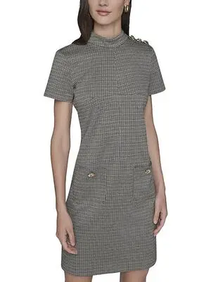 Karl Lagerfeld Paris Houndstooth Mini Dress - Brown Multi