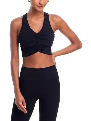 Aqua Athletics Shirred Racerback Bra Top Exclusive - Black