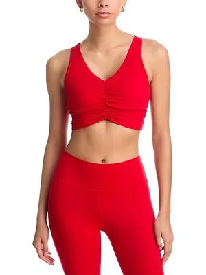 Aqua Athletics Shirred Racerback Bra Top Exclusive - Lipstick Red
